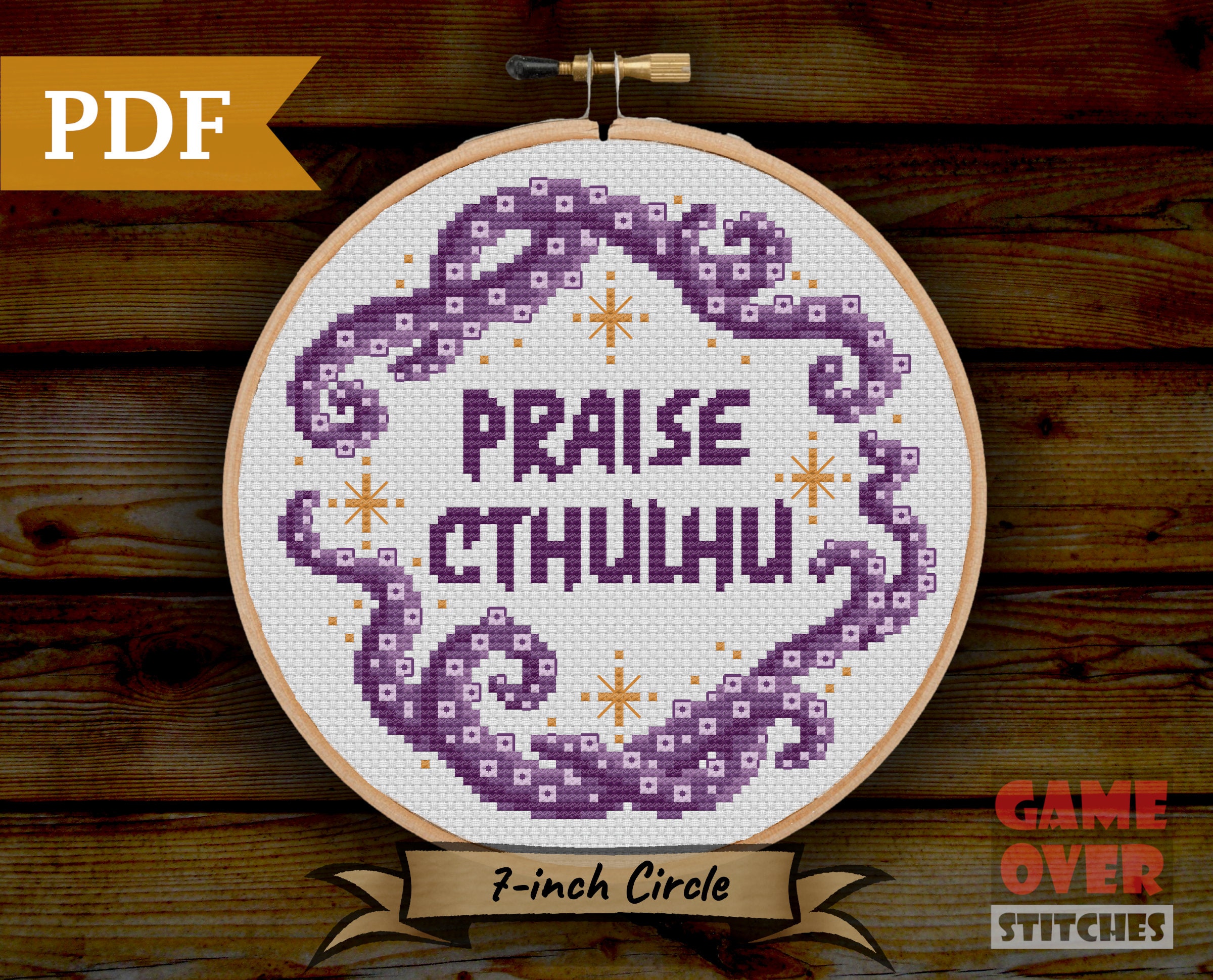 Praise Cthulhu Cross Stitch Pattern for 7-inch Hoop - Etsy