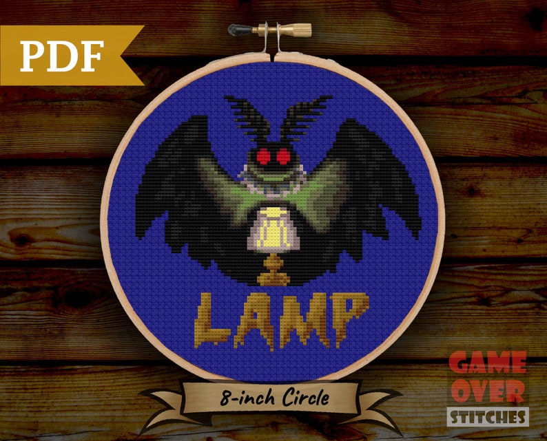 Mothman Lamp Cross Stitch Pattern for 8-inch Hoop - Etsy
