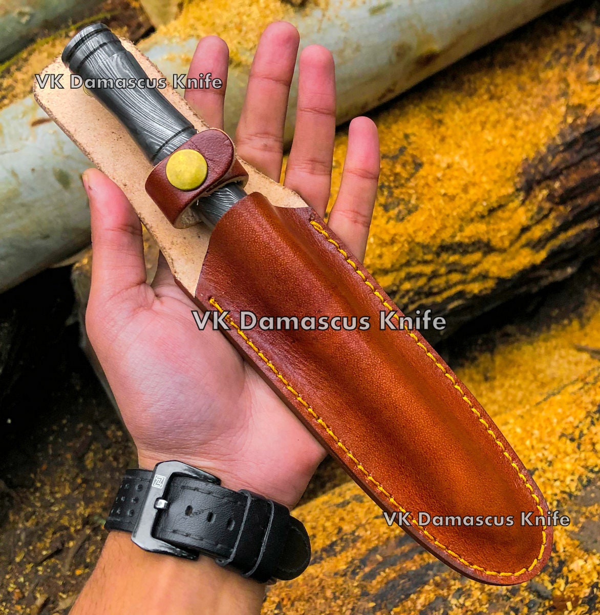 Handmade Damascus Cyclone Tri Edge Dagger Twisted Blade Dagger Hunting ...