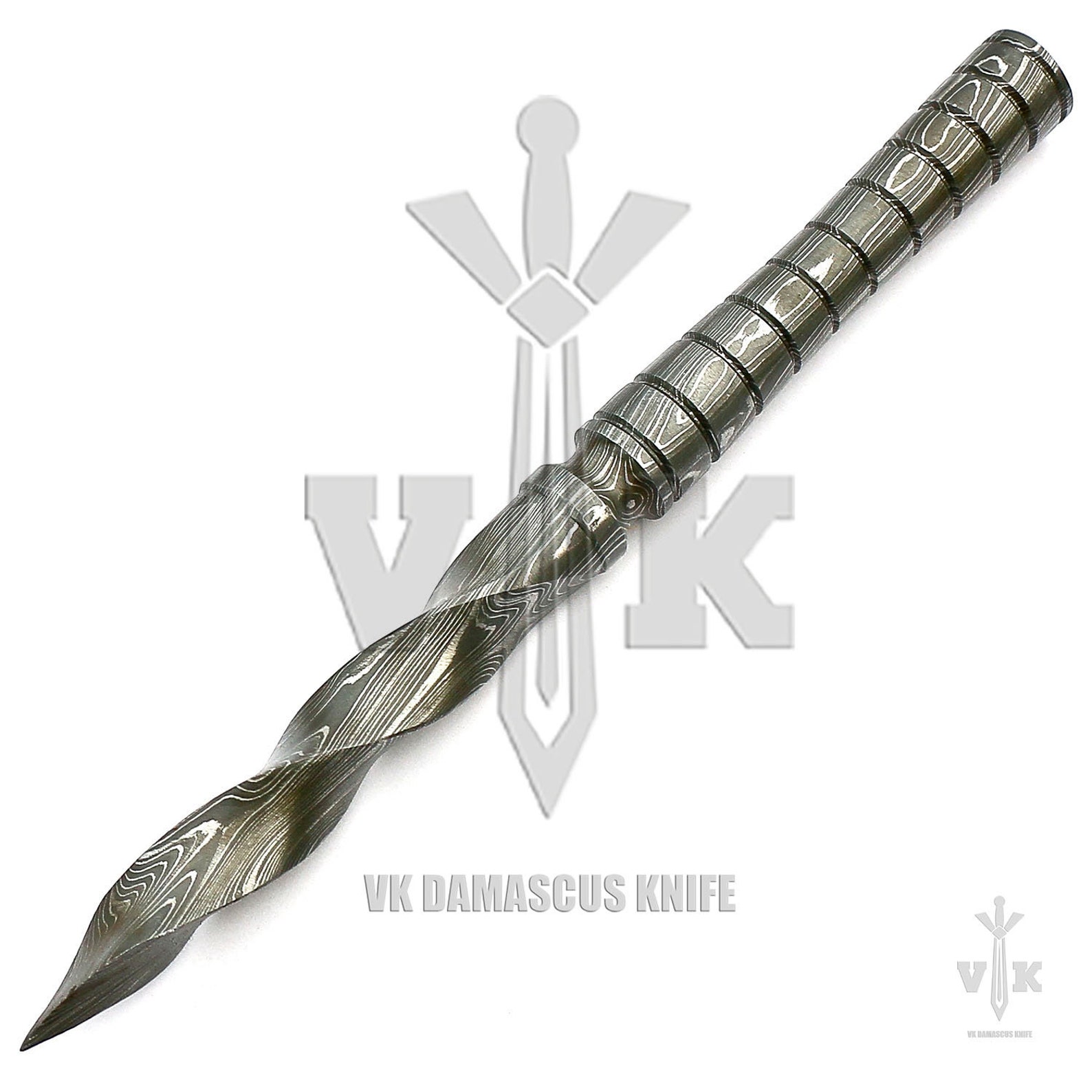 Vkr2435 Handmade Damascus Steel Tri Edge Dagger Knife Twisted Pattern ...