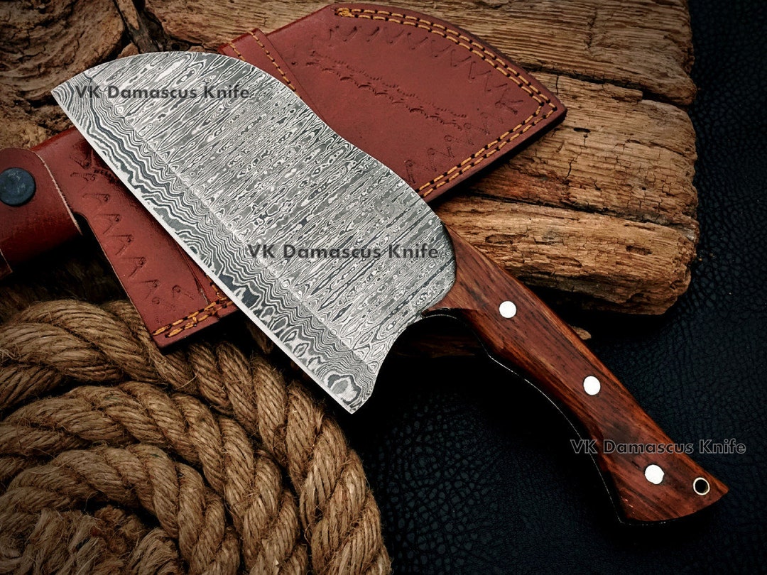 Serbian Chef Knife, Damascus Kitchen Cleaver Knife With Sheath ...