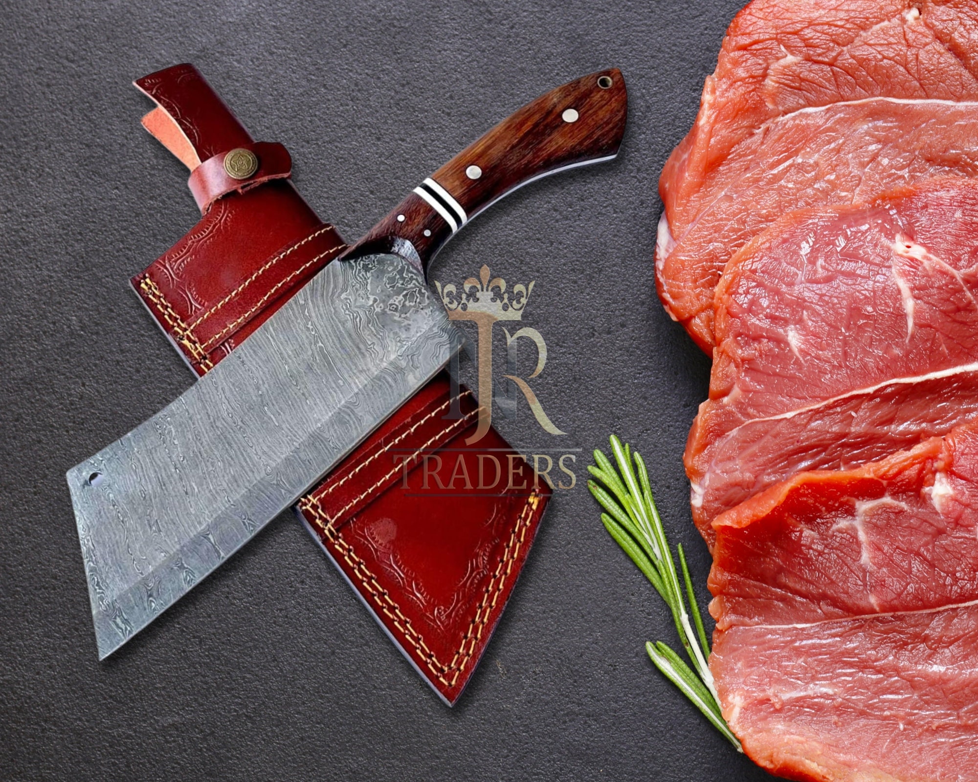 Handmade Cleaver Knife, Damascus Kitchen Cleaver With Sheath, Butcher ...