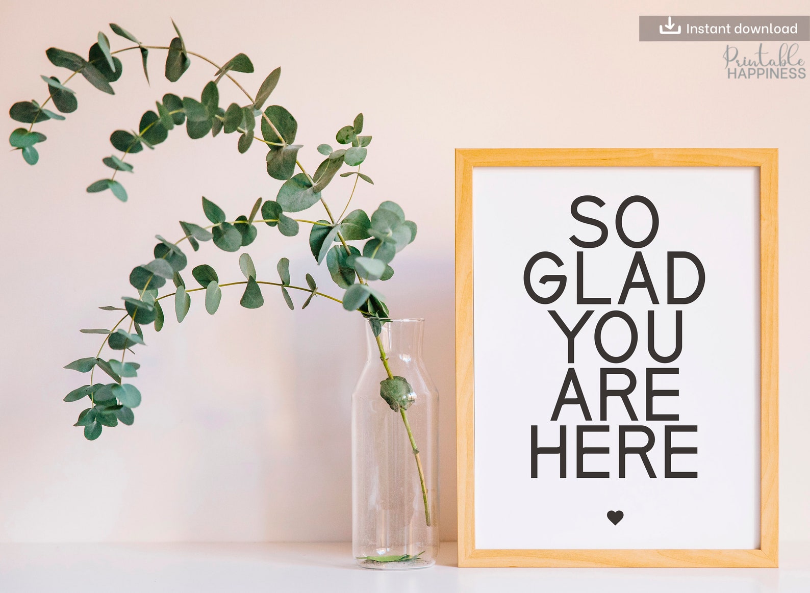 So Glad You Are Here Printable Wall Art Simple Typography | Etsy