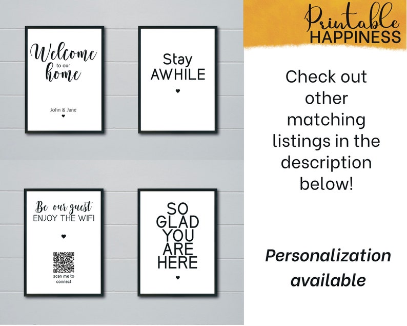 So Glad You Are Here Printable Wall Art Simple Typography | Etsy