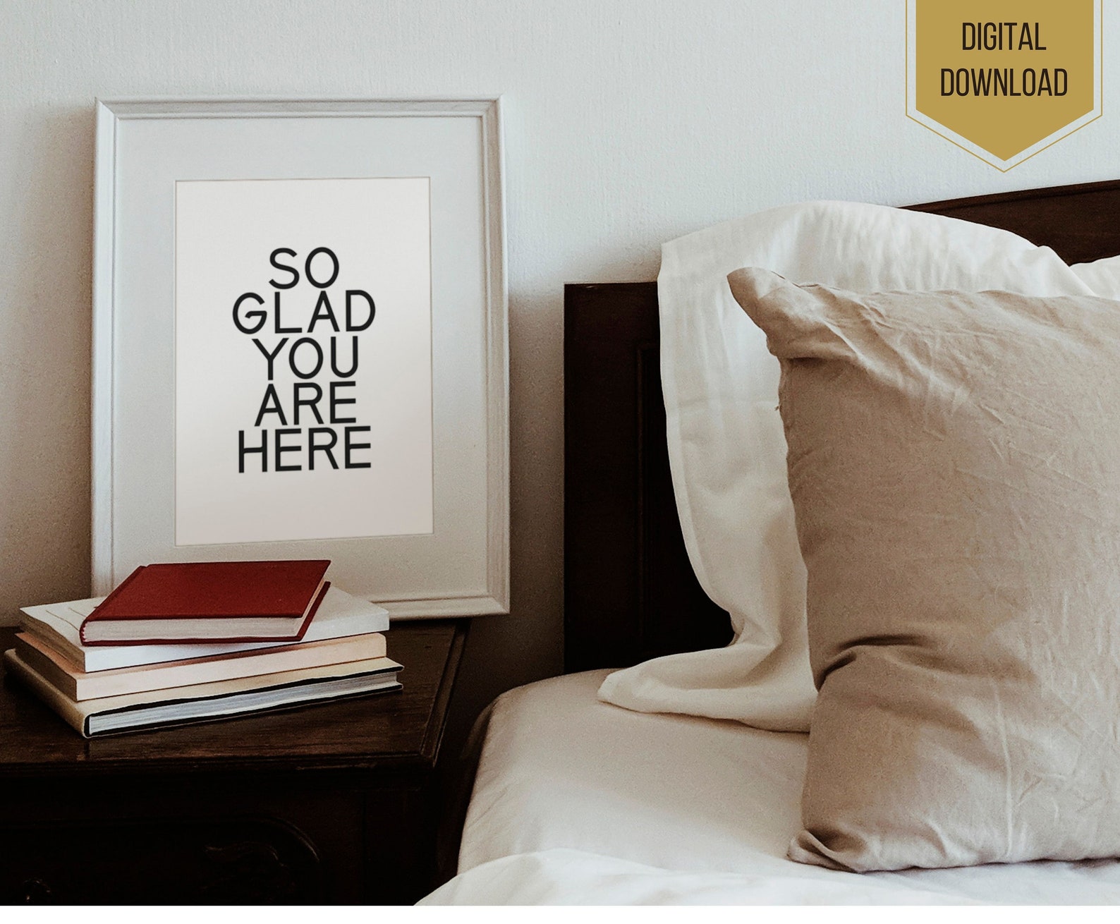 So Glad You Are Here Printable Wall Art Simple Typography - Etsy