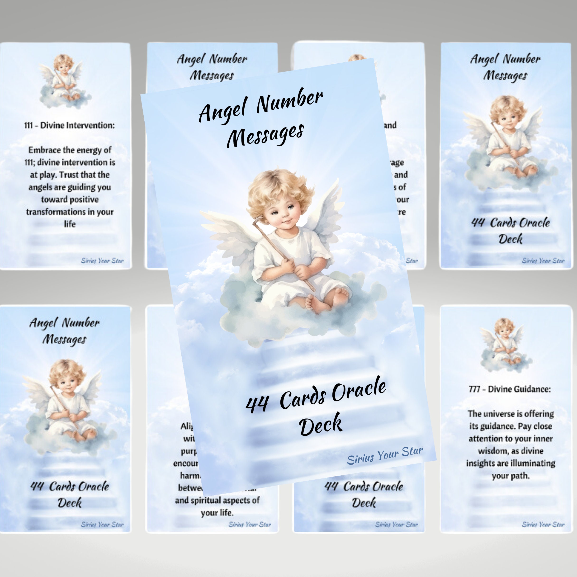 Angel Number Messages Printable Cards 44 Printable Cards Deck, Digital ...