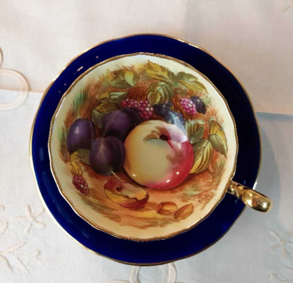 RARE Aynsley ORCHARD GOLD Cobalt Blue Tea Cup and Saucer - Etsy