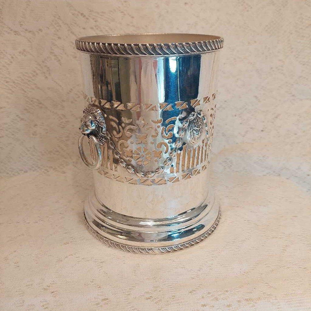 1950s EP Silver Plate CHAMPAGNE BOTTLE Coaster W. Lion Heads by H ...