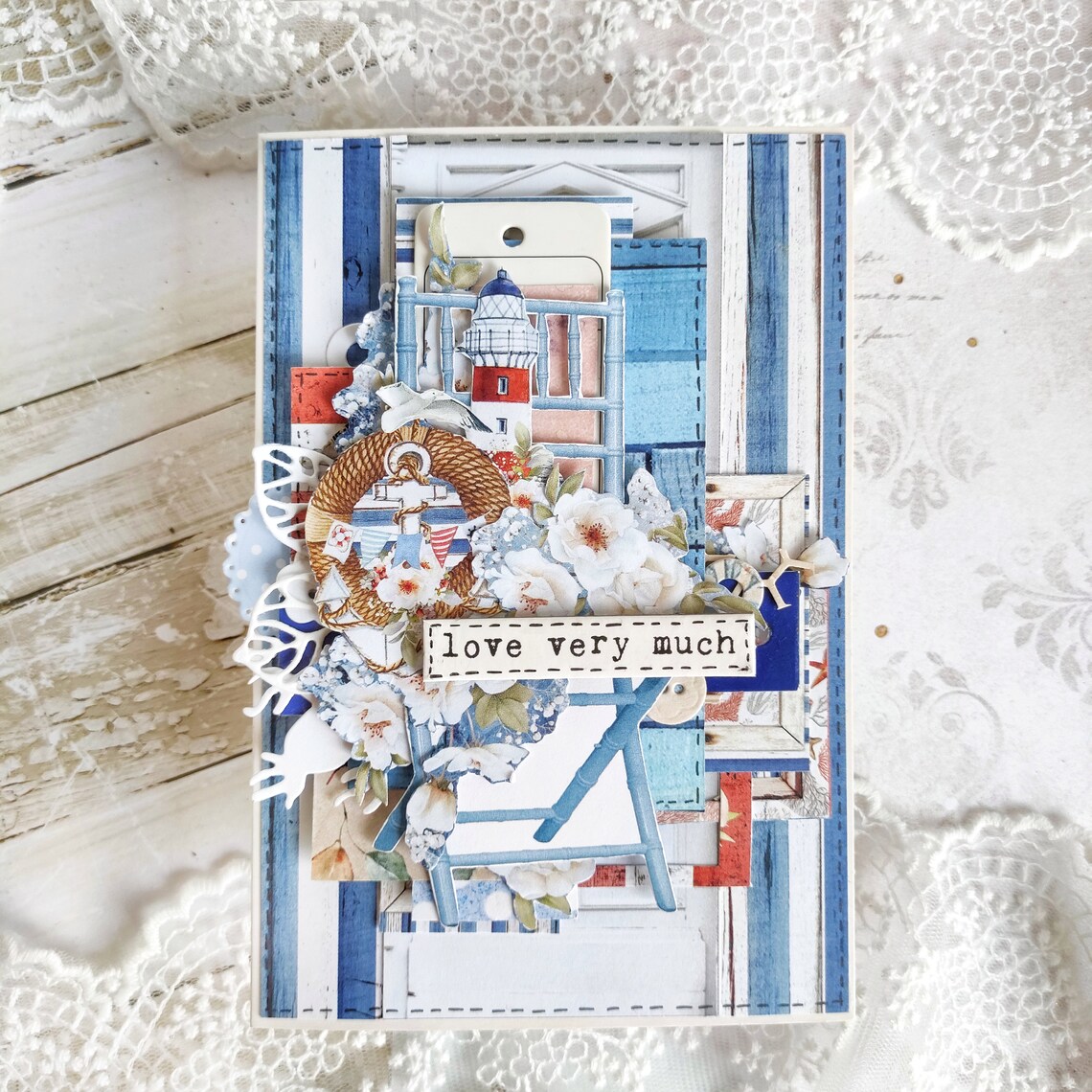 Summer Sea Postcards With Boat, Lighthouse, Seagull, and Beach House ...