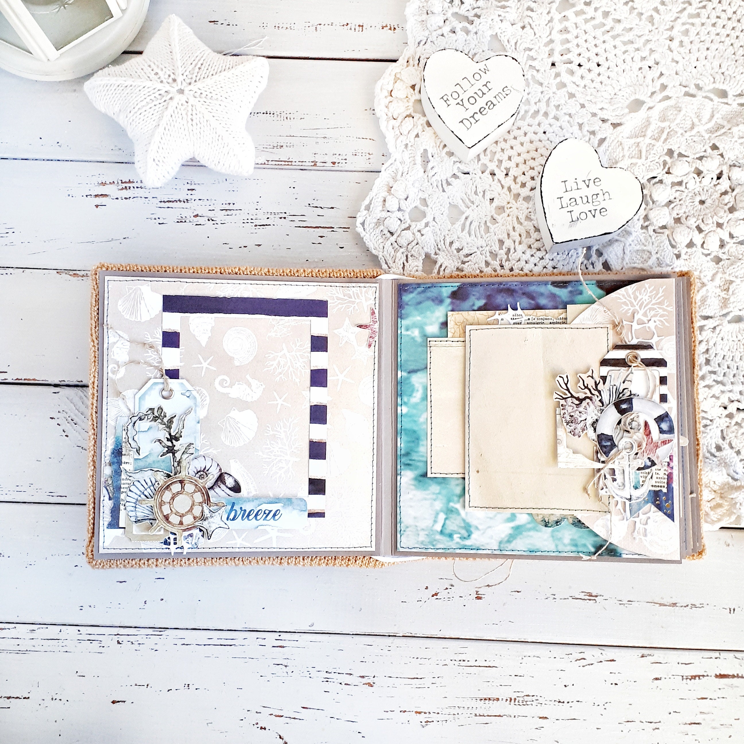 Seaside Memories: Handcrafted Cozy Photo Album for 25 Photos an ...