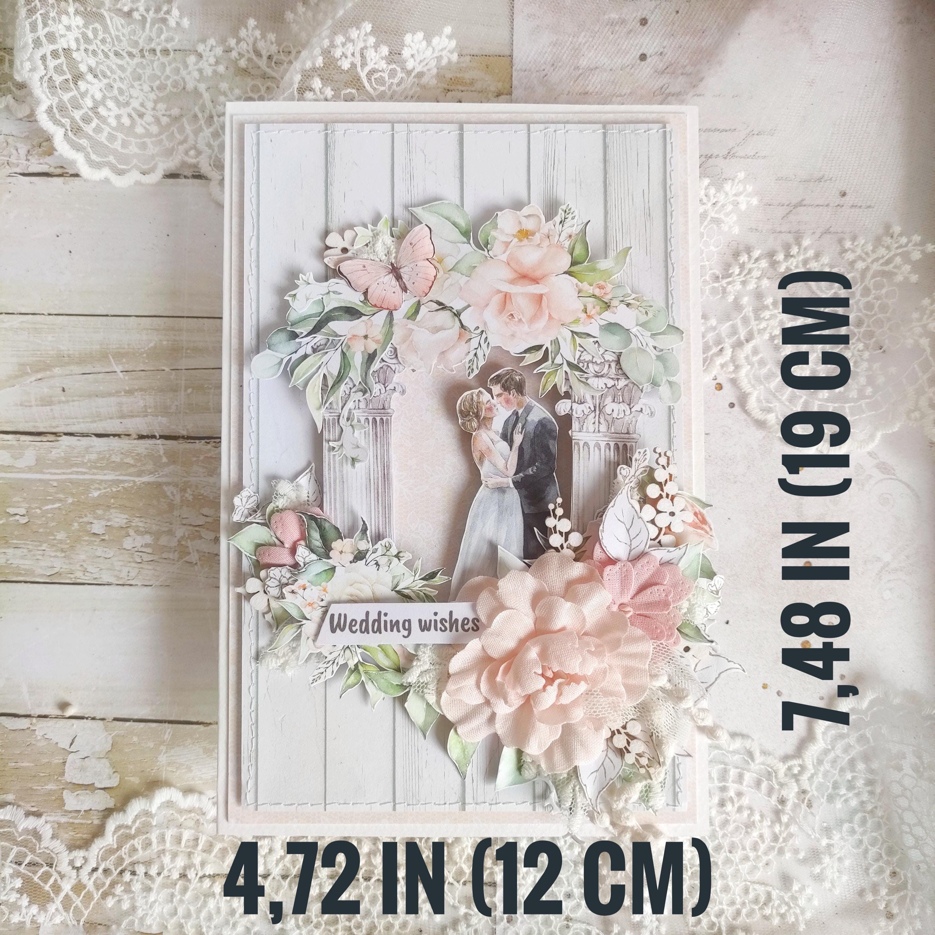 Handmade Wedding Card With 3D Floral Design, Unique Lace I Chipboard ...