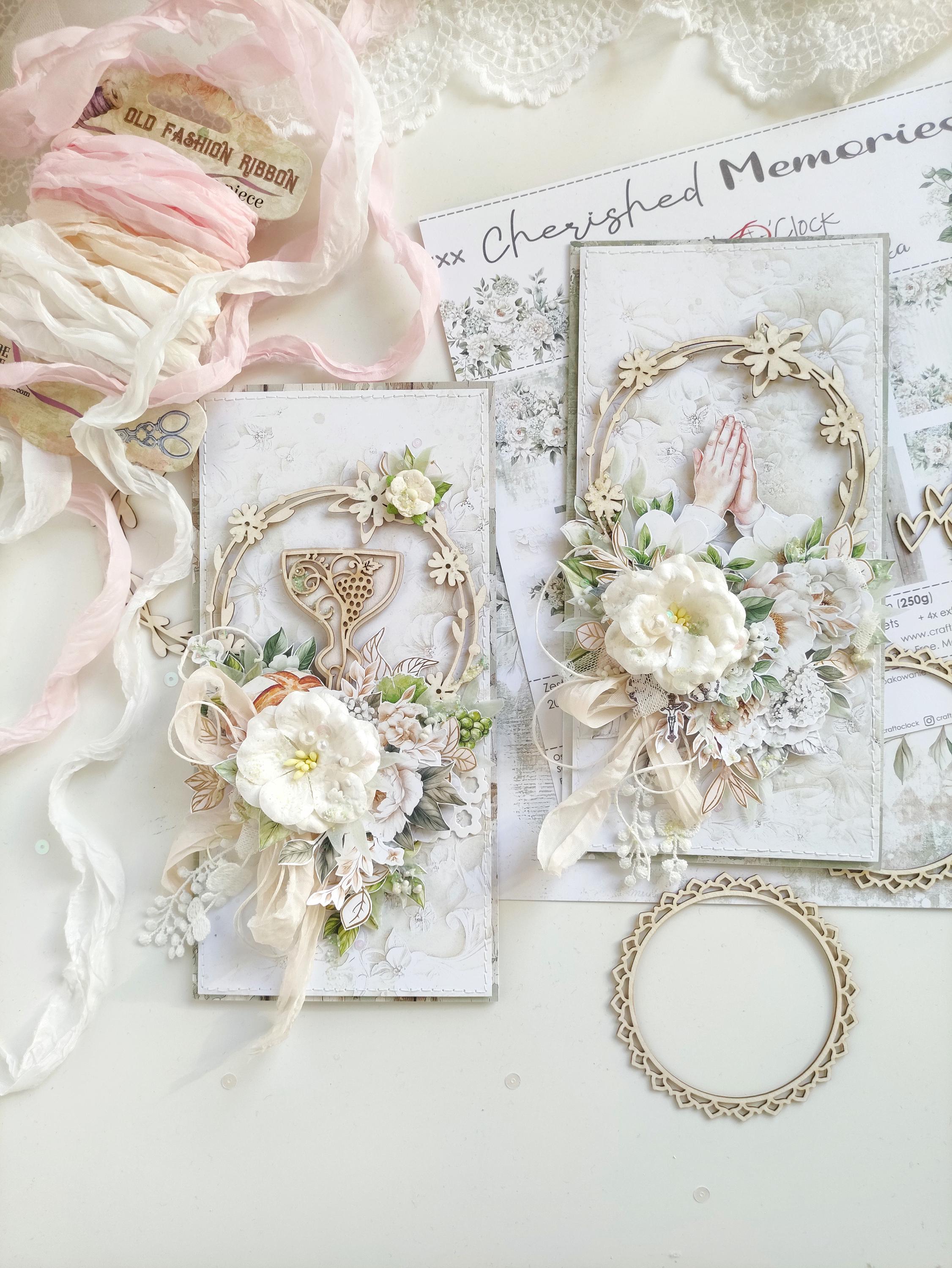 Elegant Communion Cards in Soft Pastel Colors With Delicate Lace and ...