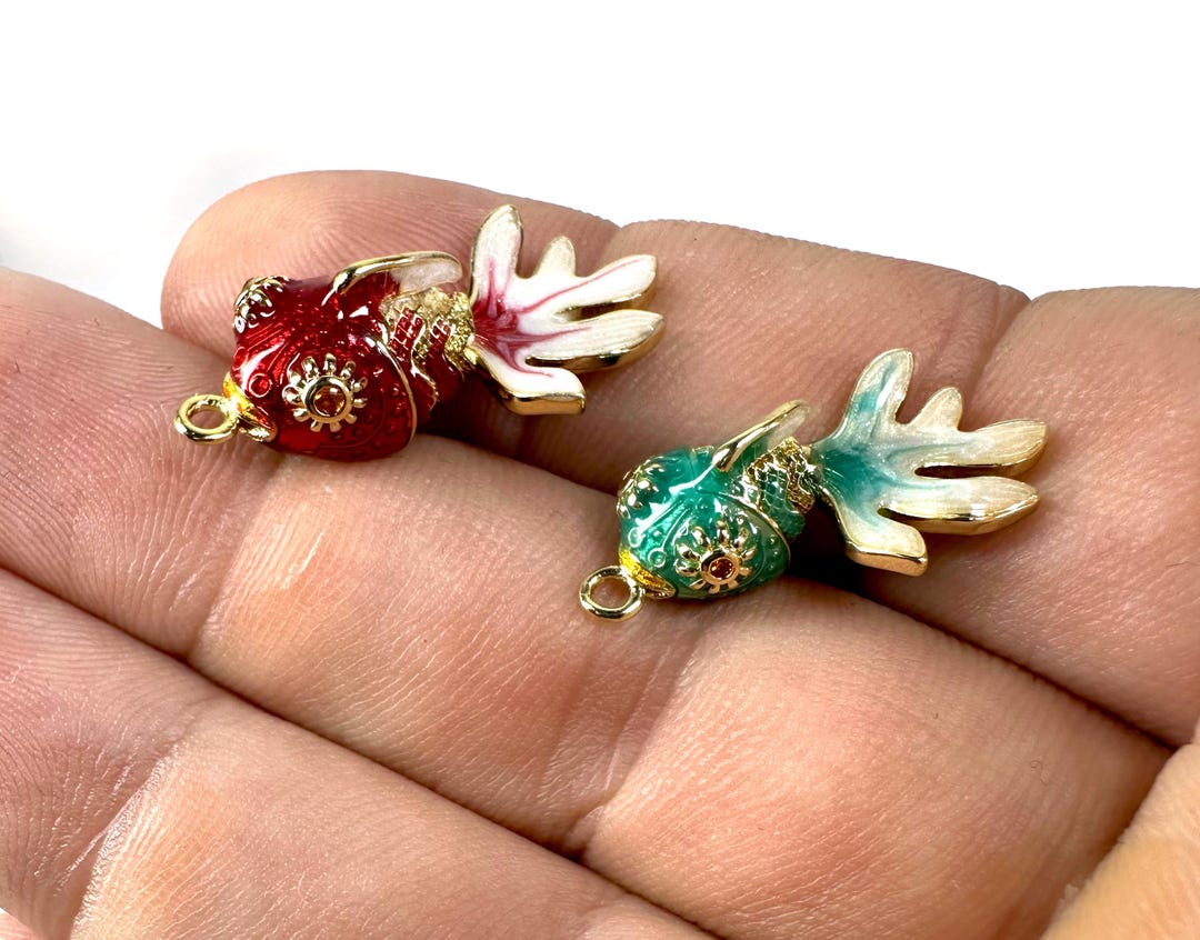 Enamel Fish Charms: Gold Plated Nautical Dangle Pendants - Etsy