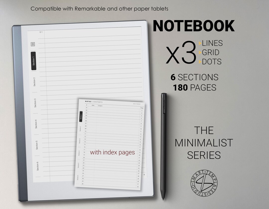 Digital Notebook for Remarkable 2, Lines, Grid, Dots digital Download ...