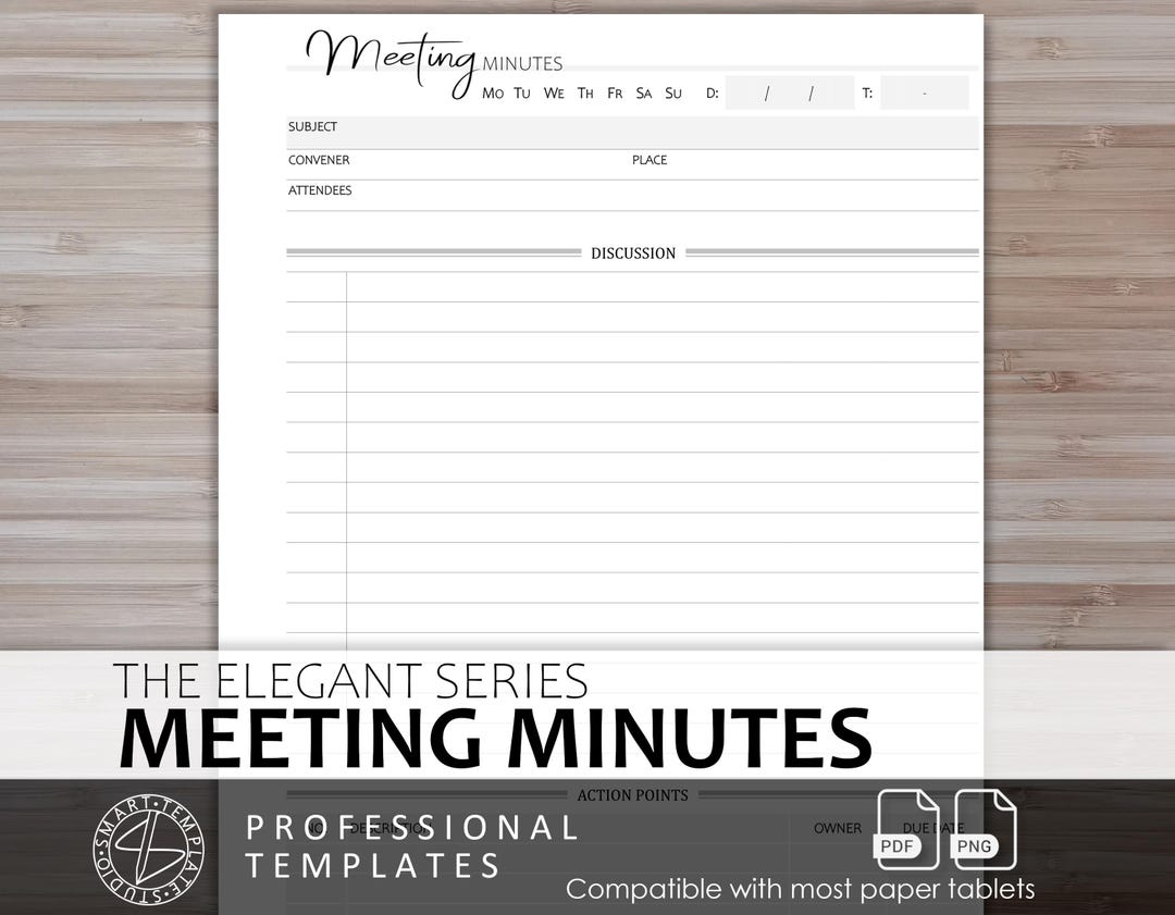 Elegant Meeting Notes Template for Remarkable Tablets (digital Download ...