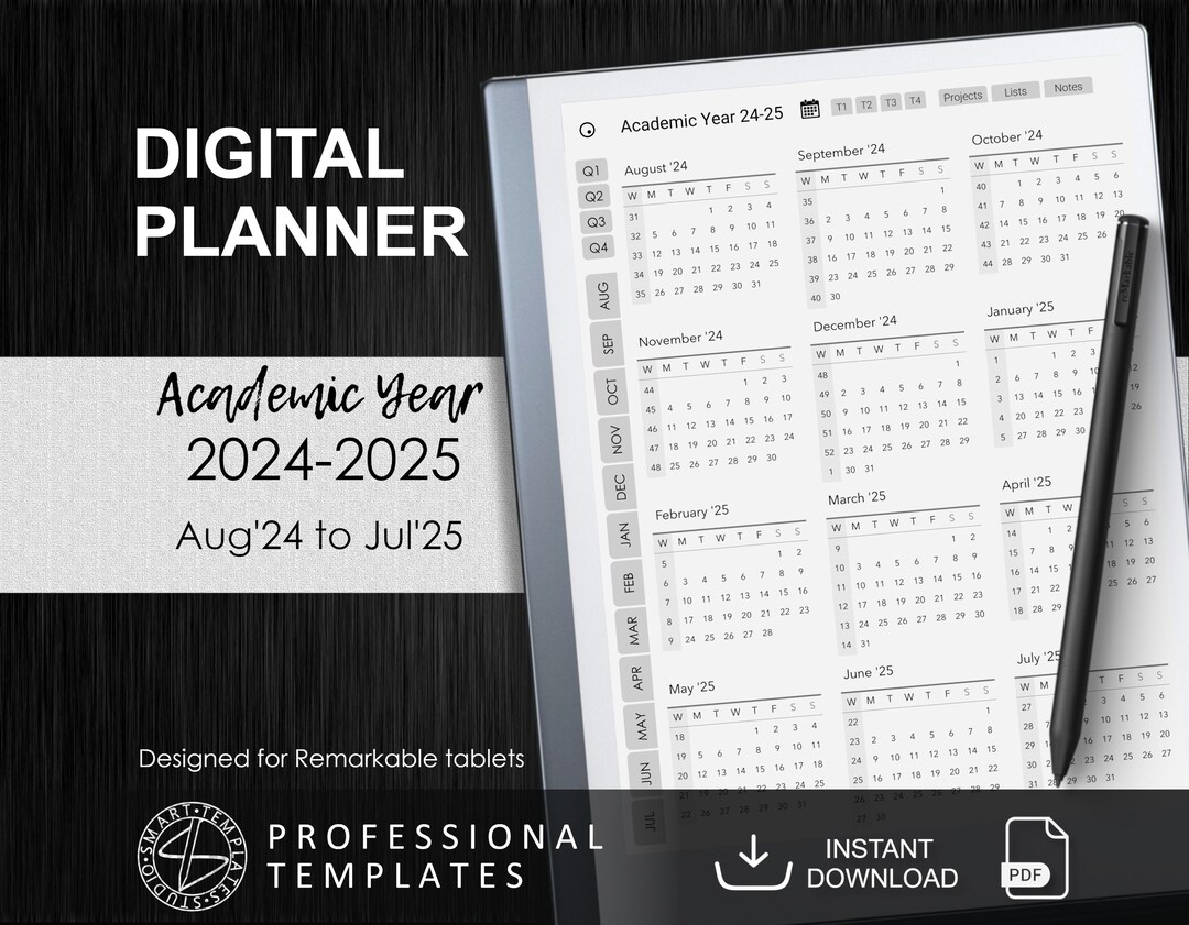 Academic Digital Planner 2024-2025 for Remarkable Tablets (digital ...