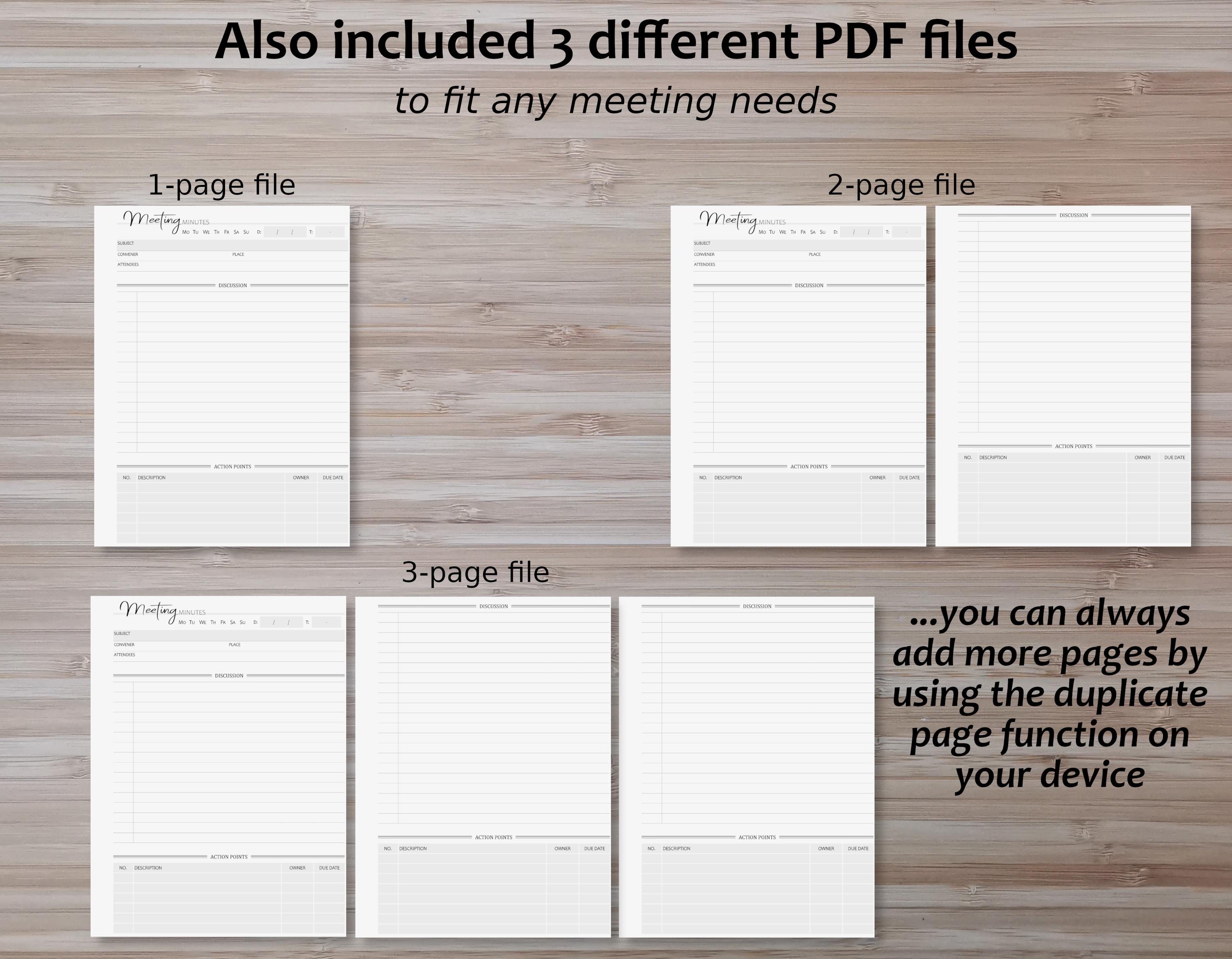 Elegant Meeting Notes Template for Remarkable Tablets (digital Download ...