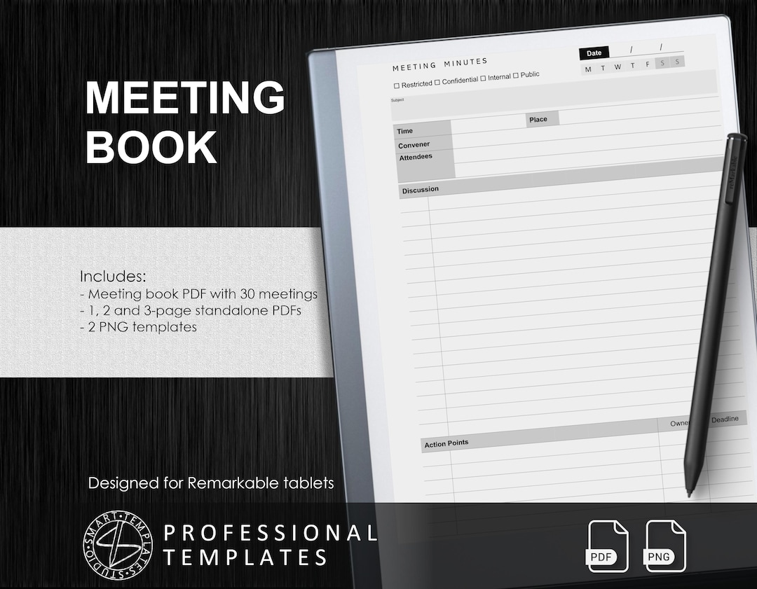 Meeting Book, Meeting Notes Templates for Remarkable Tablets (digital ...