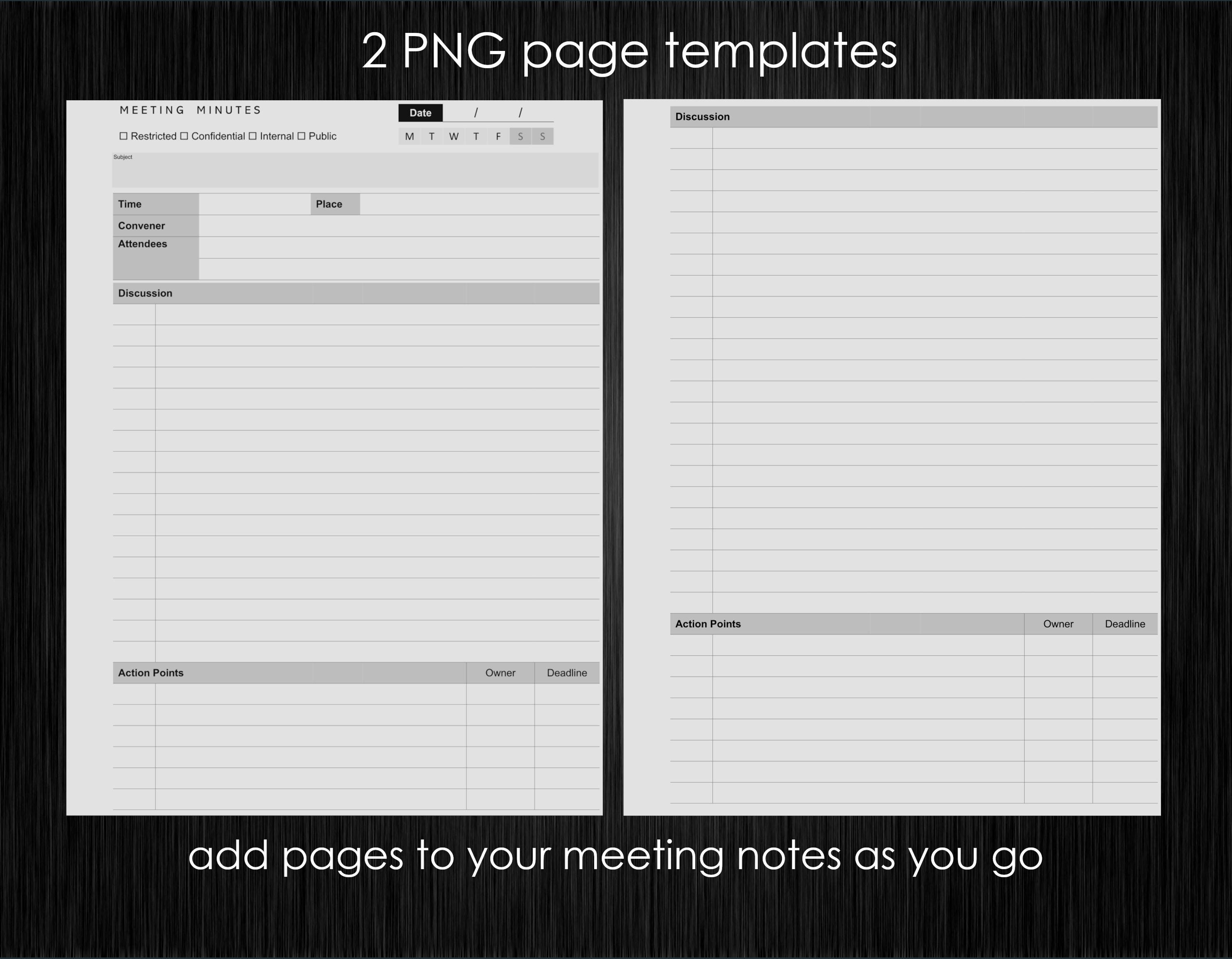 Meeting Book, Meeting Notes Templates for Remarkable Tablets (digital ...