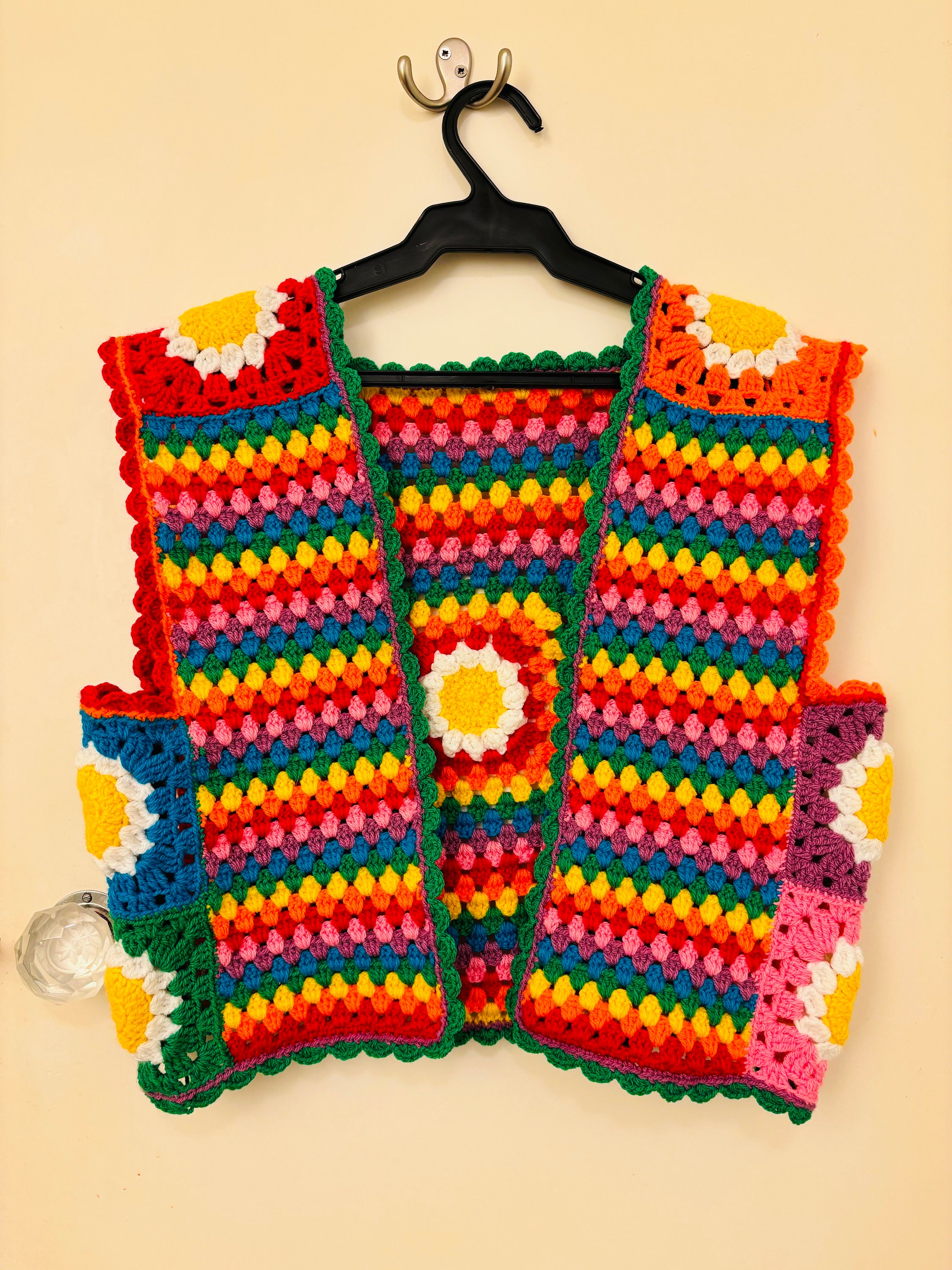 A Unisex Crochet Rainbow Flower Vest, Size M/L (festival Clothing) - Etsy