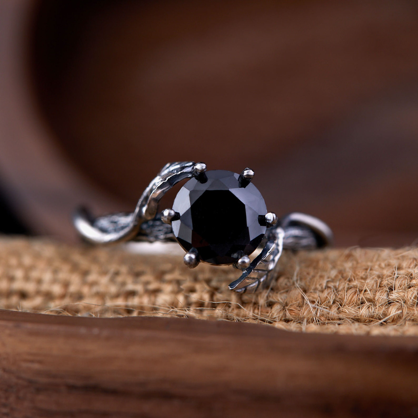 Black Stone Oxidized Silver Ring Unique Engagement Ring Black - Etsy