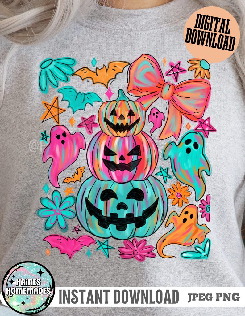Neon Halloween Clipart | Pastel Goth Pumpkin, Ghost (digital Download ...
