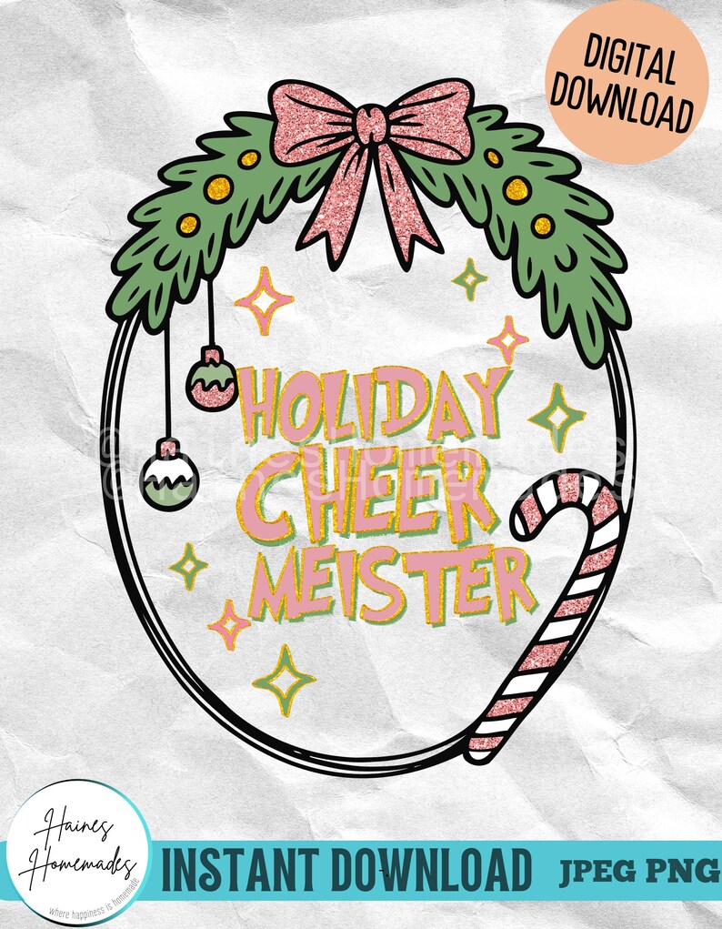 Coquette Holiday Cheer Meister PNG – Glitter Christmas Wreath ...