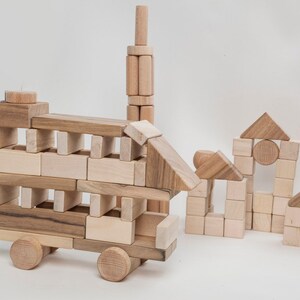 Wooden Blocks Big Set 144 Pieces 7 Types of Figures Best Gift - Etsy