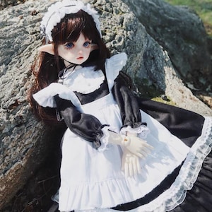 1/3 1/4 1/6 BJD Doll Full Set,dd MSD Short Maid Dress,headband+apron ...