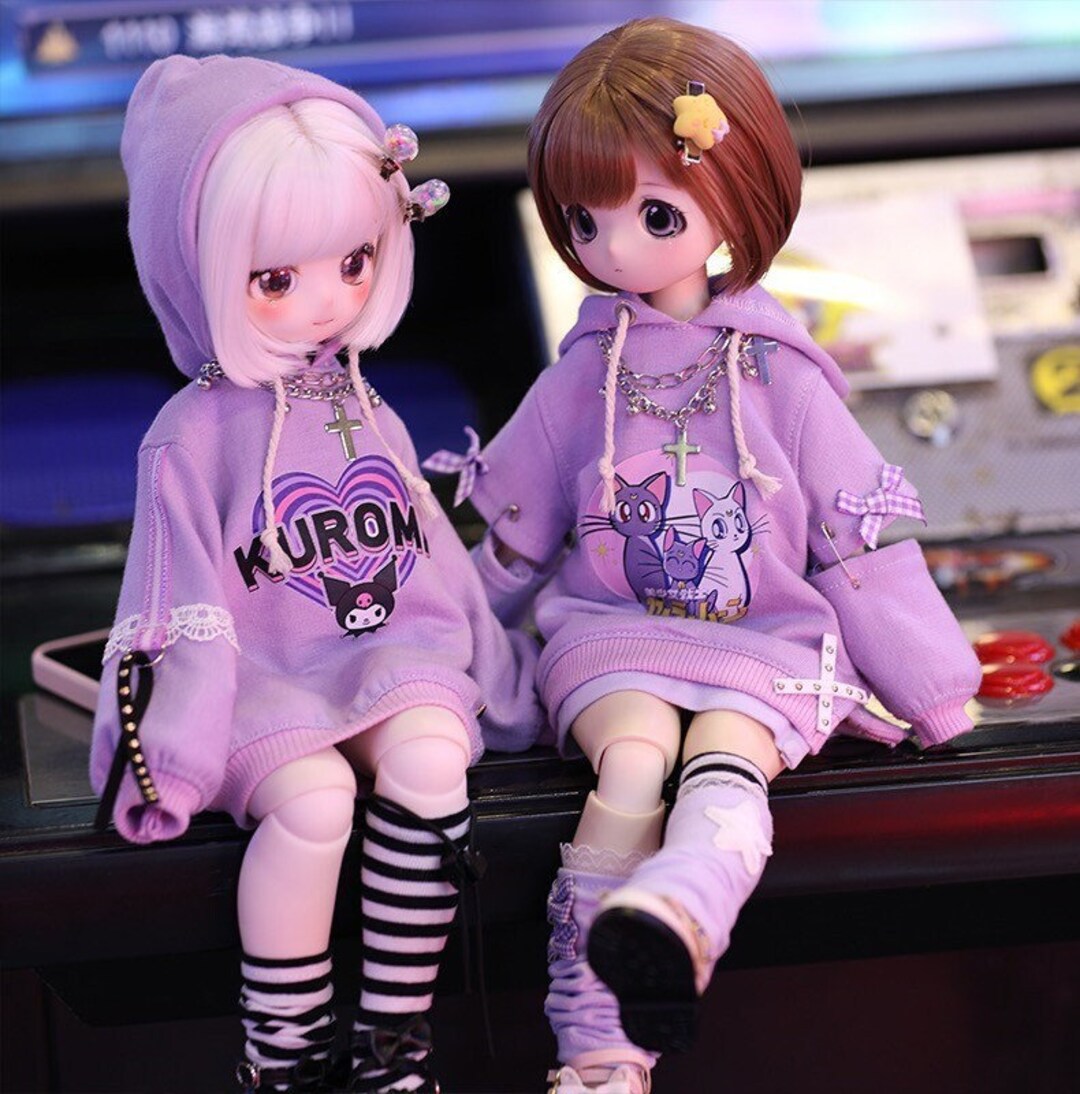 1/4 1/5 1/6 MDD MSD BJD Doll Outfits, Print Long Hooded Sweatshirt ...
