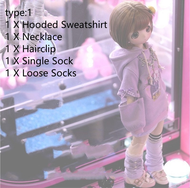 1/4 1/5 1/6 MDD MSD BJD Doll Outfits Print Long Hooded - Etsy