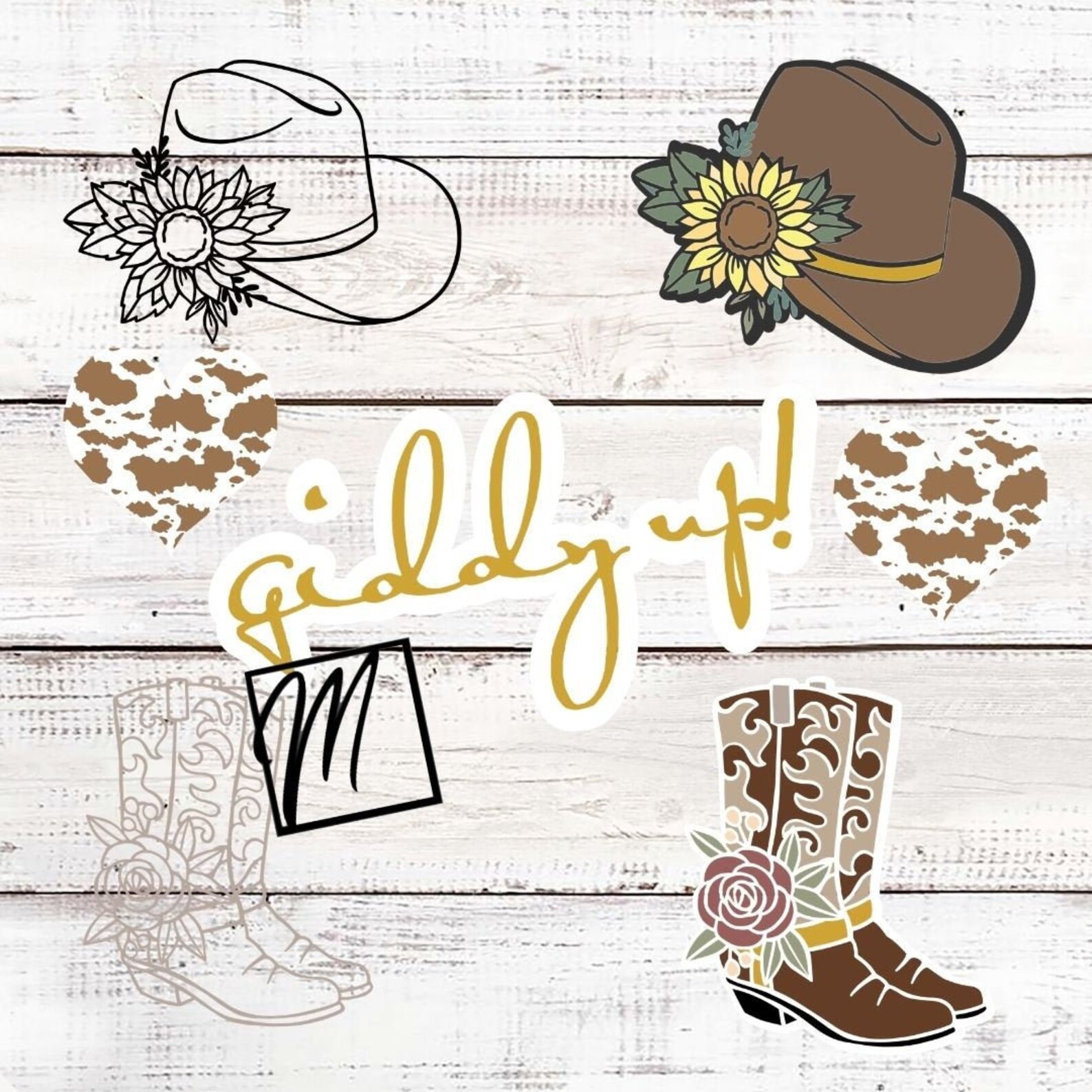 Vaquera SVG, Sombrero de vaquero, Botas de vaquero, Patrón de vaca ...