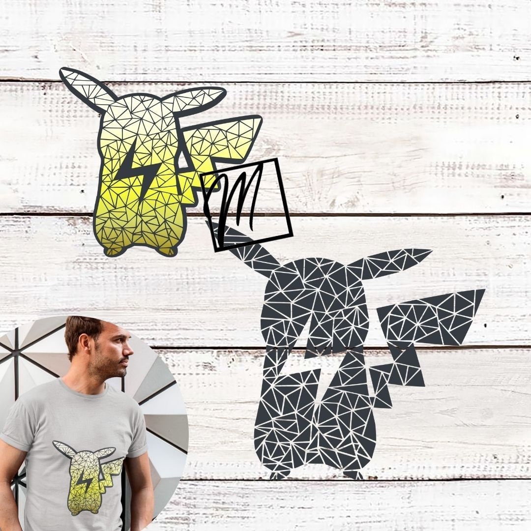 Digital Pikachu Inspired Geometric Lines SVG PNG - Etsy