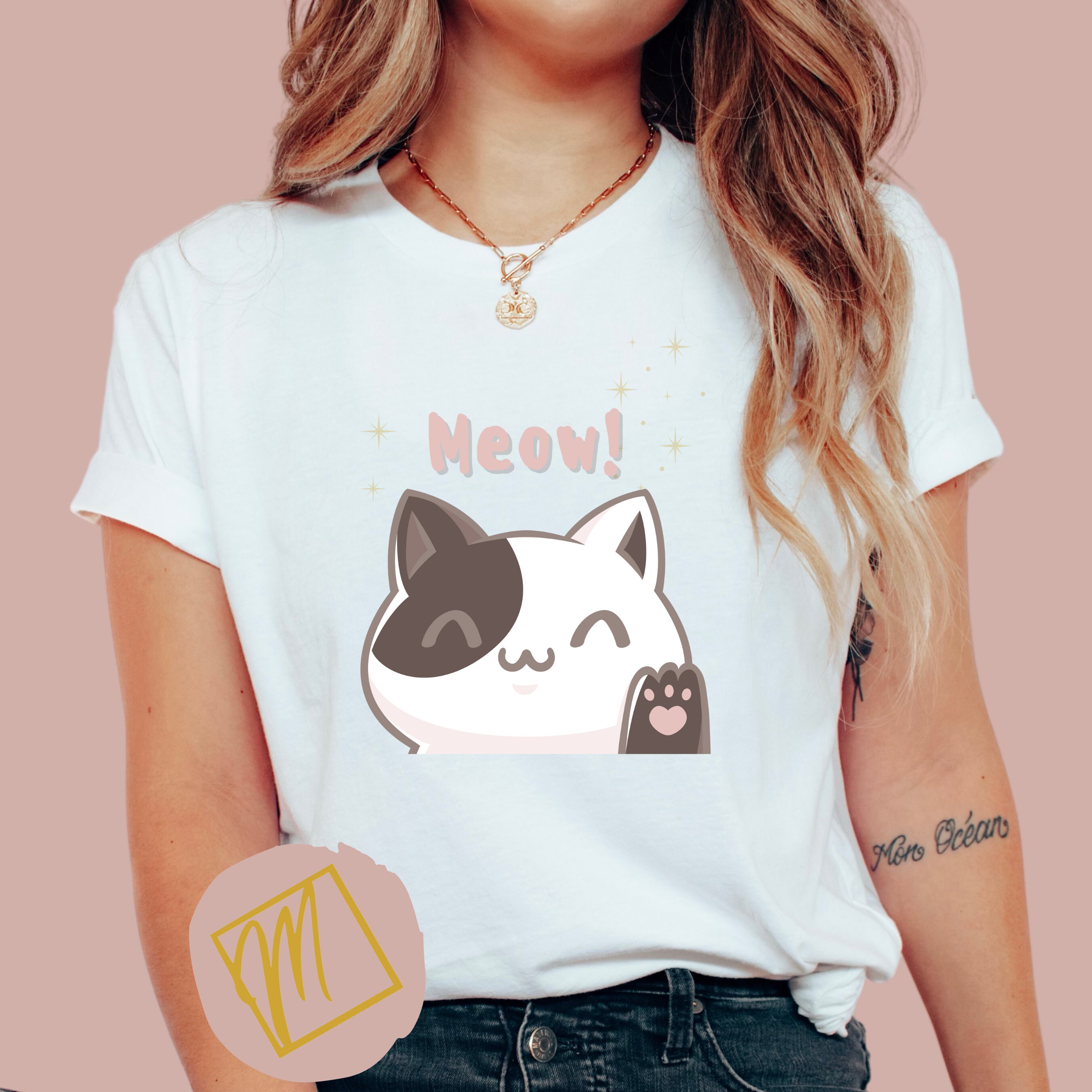 Digital Meow Cute Anime Cat SVG PNG, Kitty Svg Kawaii Cat Sublimation ...