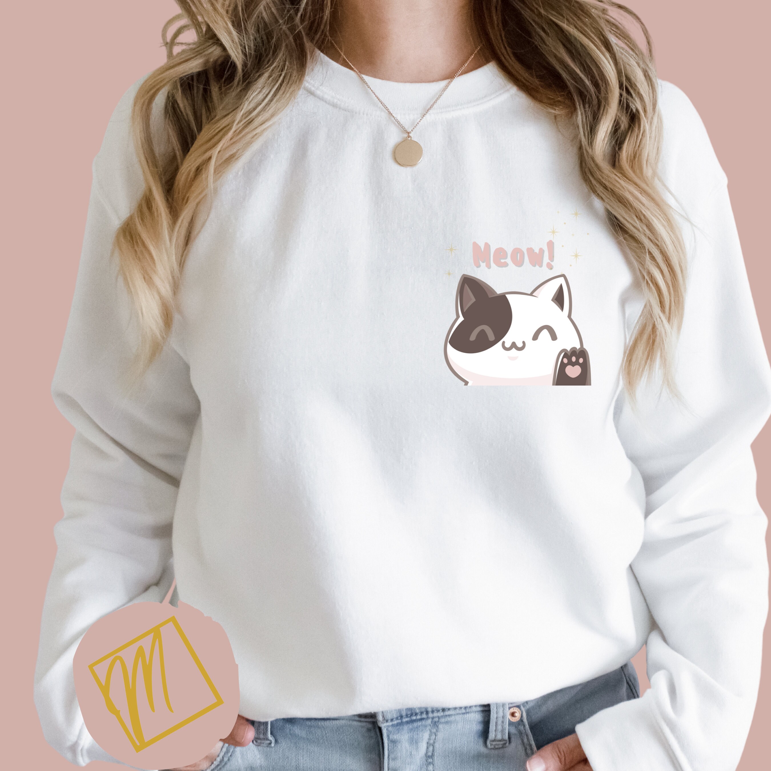 Digital Meow Cute Anime Cat SVG PNG, Kitty Svg Kawaii Cat Sublimation ...