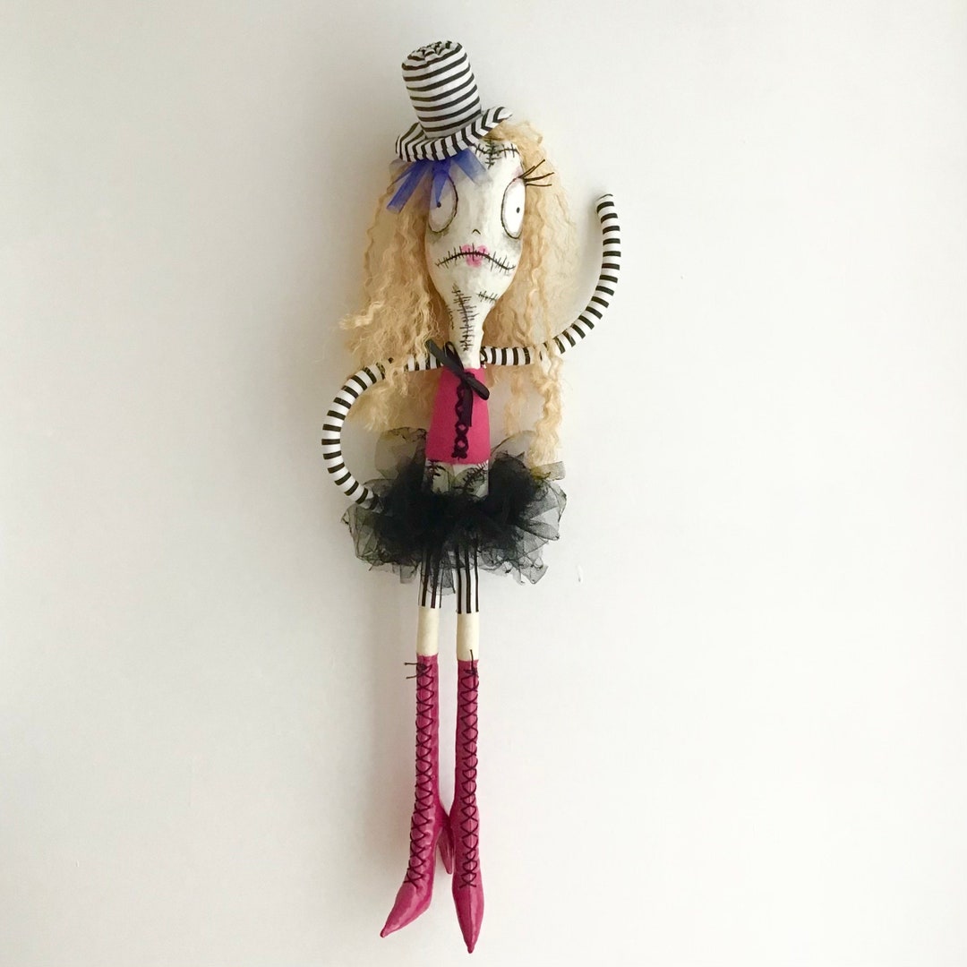 Art Doll, Creepy Cute Ballerina Doll, 32" Goth Handmade Gift, Wall Art ...