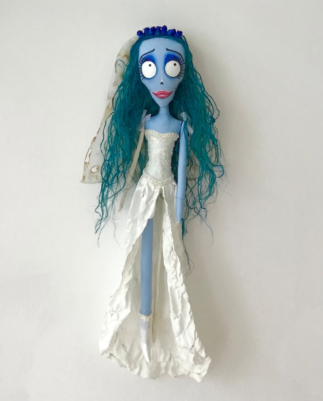Corpse Bride Emily Doll, Handmade 30” Art Doll, Collectible Gothic Wall ...