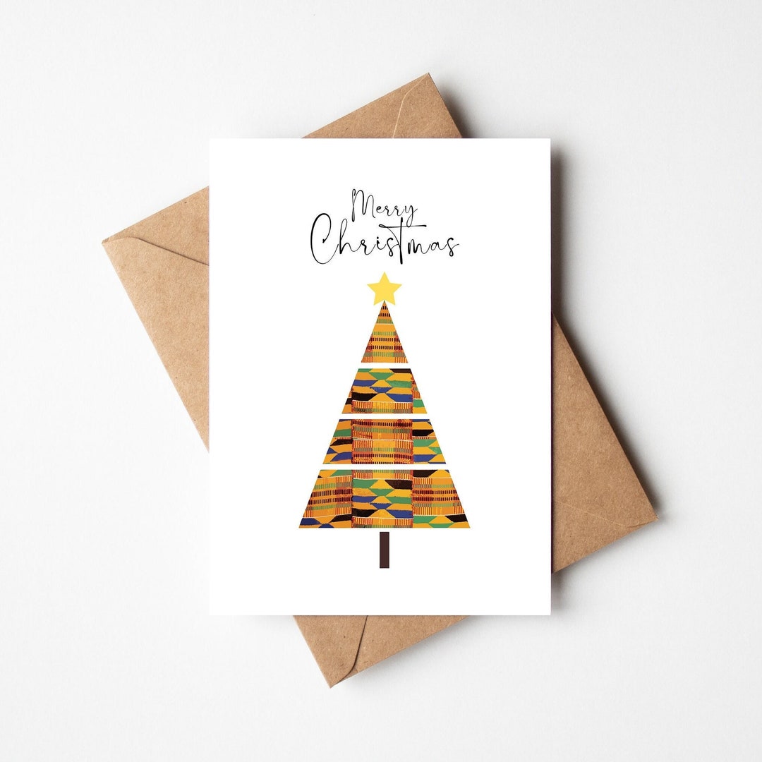 Christmas Tree Card, African Christmas Card, Ghana Kente Card ...