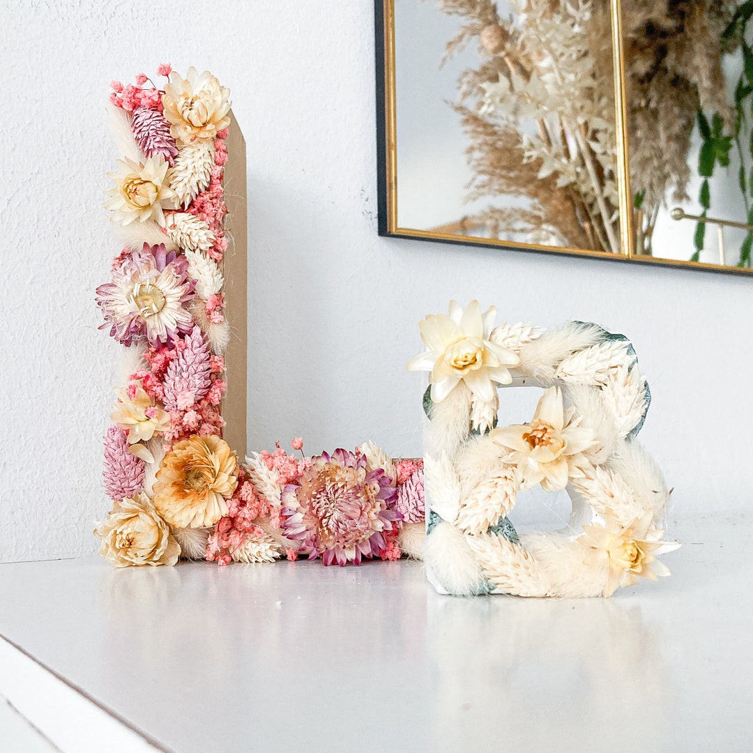 Flower Letter Dried Flowers Decoration Wedding Initials Initial Letter ...