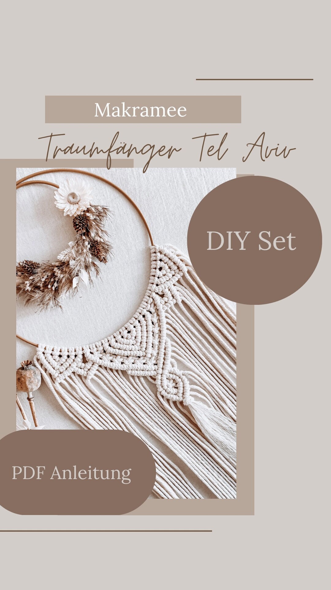 DIY Set makramee Wandbehang Traumfänger Tel Aviv mit Trockenblumen ...