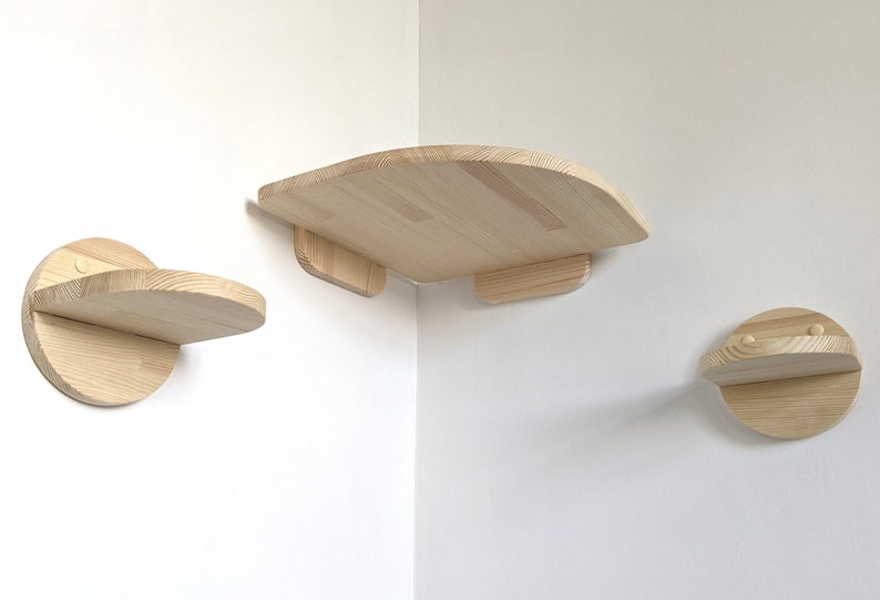 Corner Cat Shelf Bed From Pine Wood With Steps Wall Mounting - Etsy