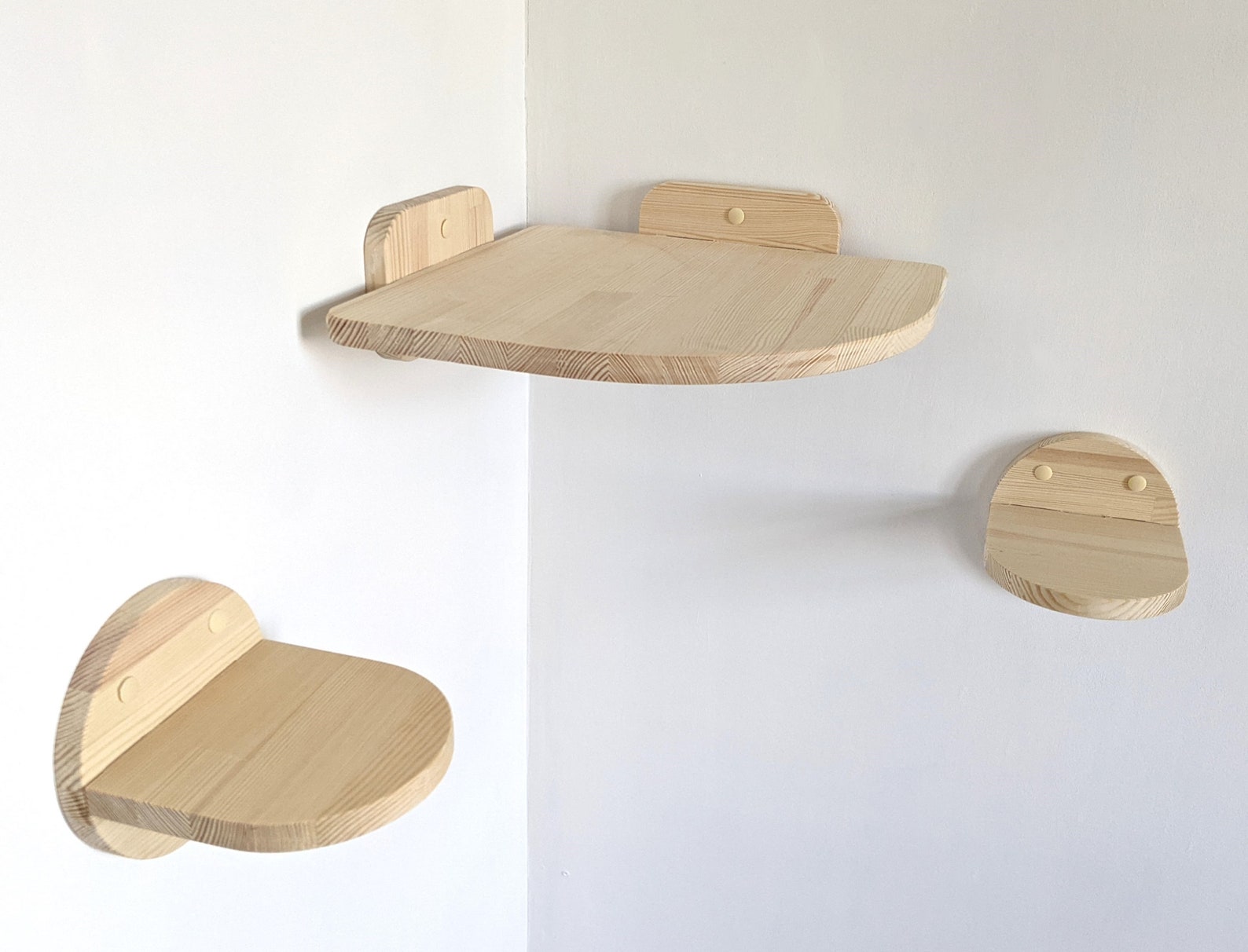 Corner Cat Shelf Bed From Pine Wood With Steps, Wall Mounting Corner ...