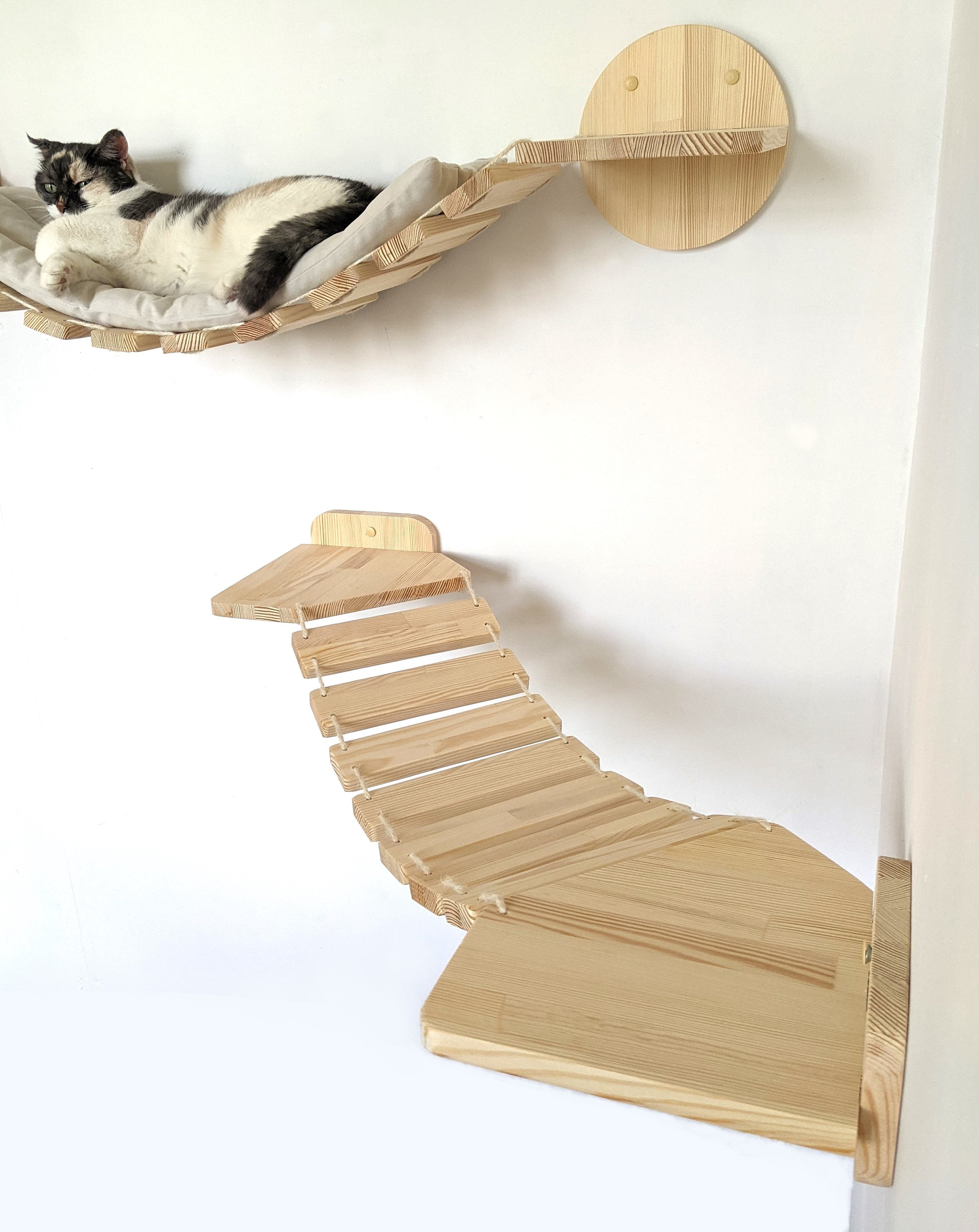 Corner Cat Bridge From Pine Wood, Cat Wall Shelves, Cat Furniture, Cat ...