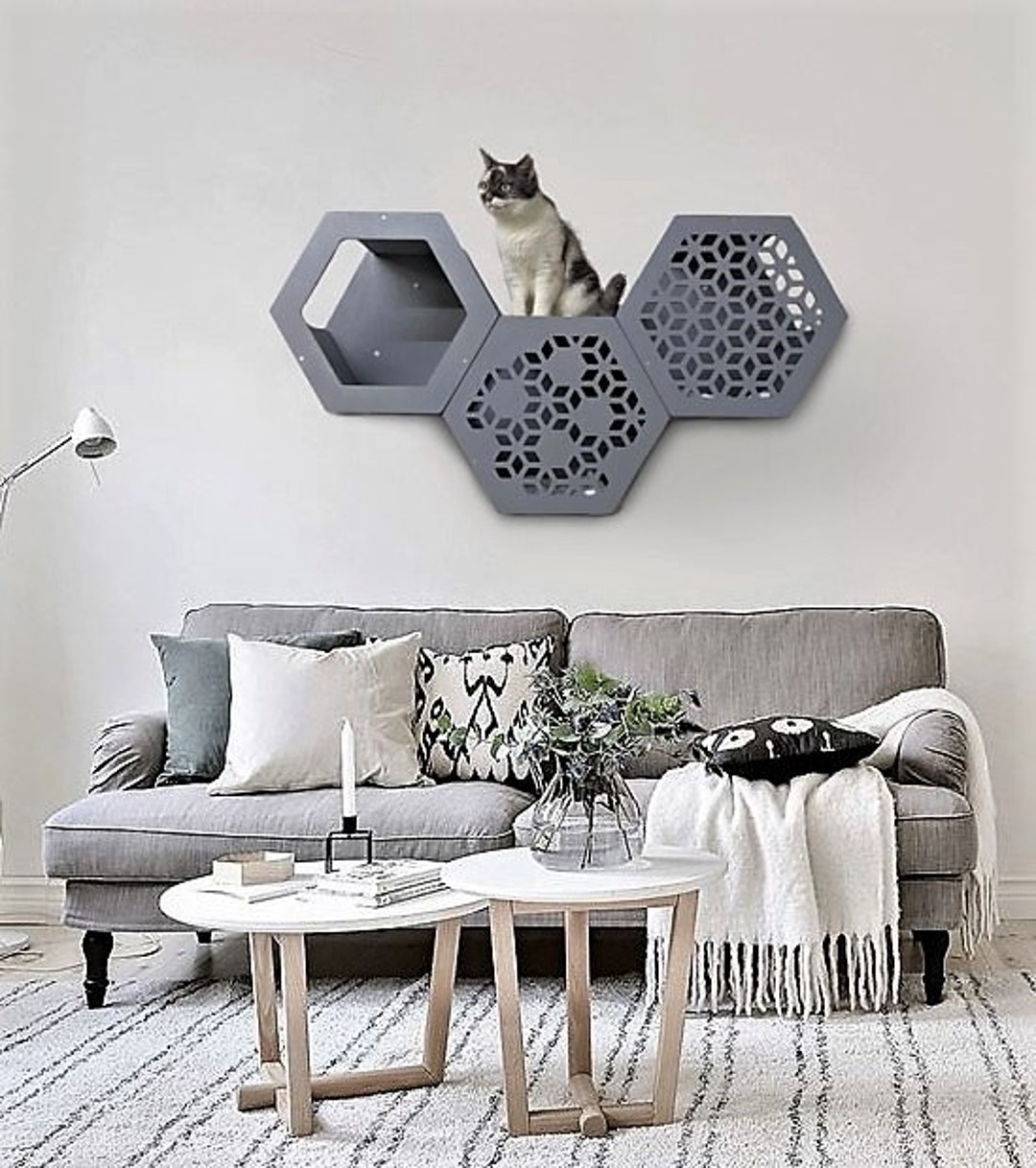 Hexagon Cat Shelf, Cat Shelves, Cat Furniture, Cat Wall Furniture Set ...