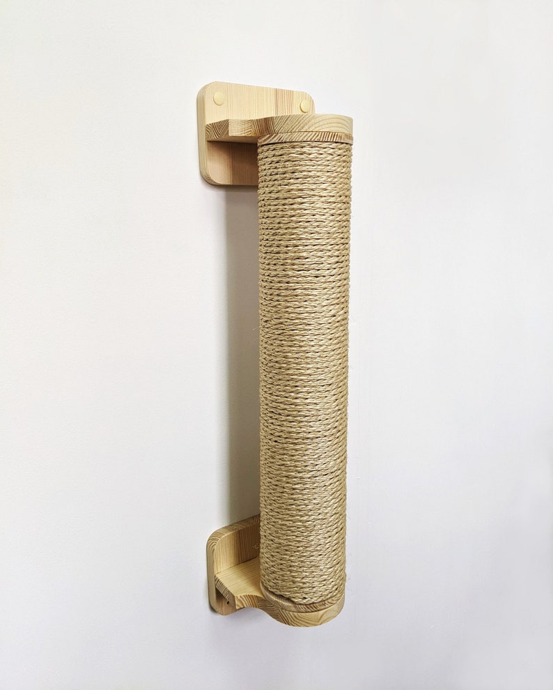 Cat Scratching Post From Pine Wood With Sisal or Cotton Robe, Modern ...