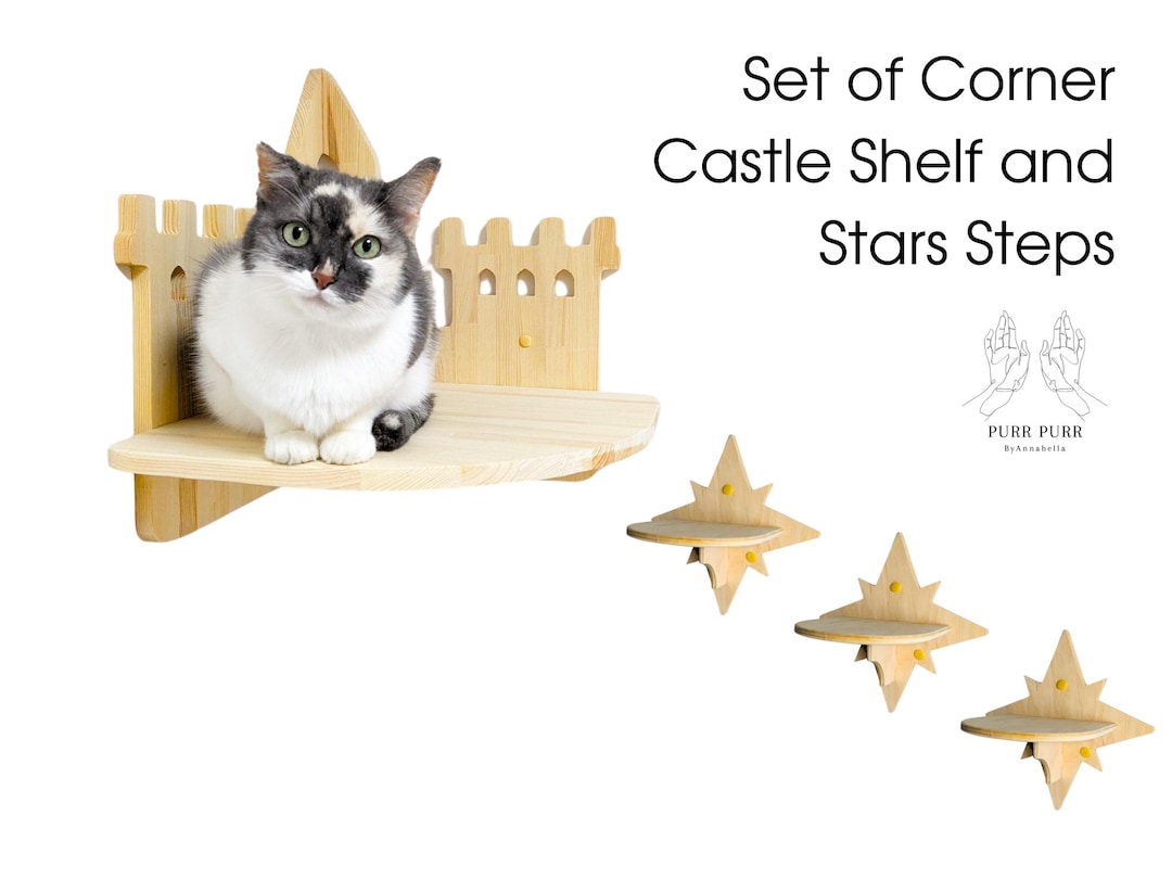 Set of Cat Corner Shelf With Pillow and or Borders and Stars Steps in ...