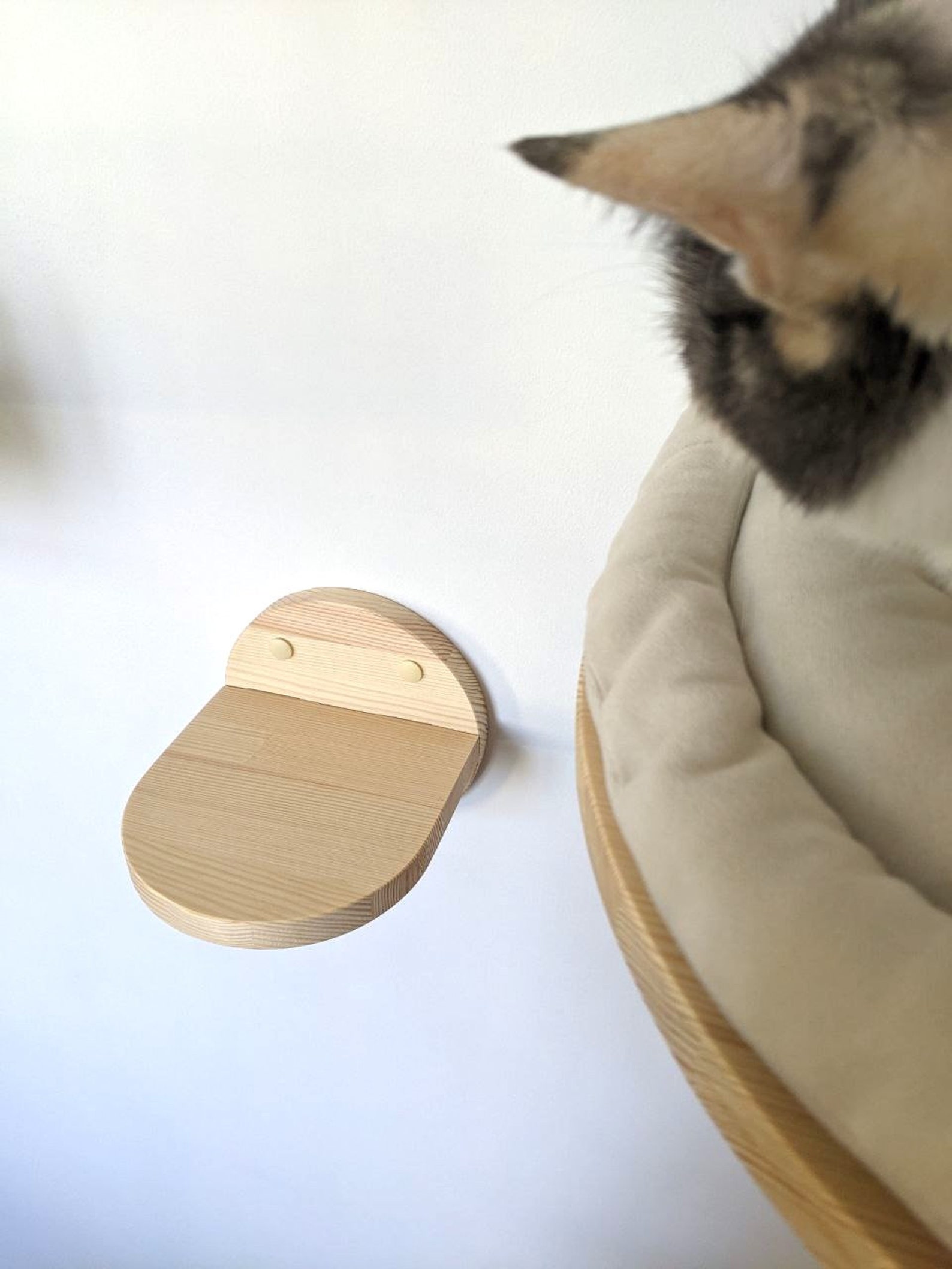 Corner Cat Shelf Bed From Pine Wood With Steps, Wall Mounting Corner ...