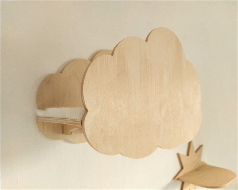 Modern Chunky Flying Cat Bed With White Fur Wall Mounted Cat | Etsy