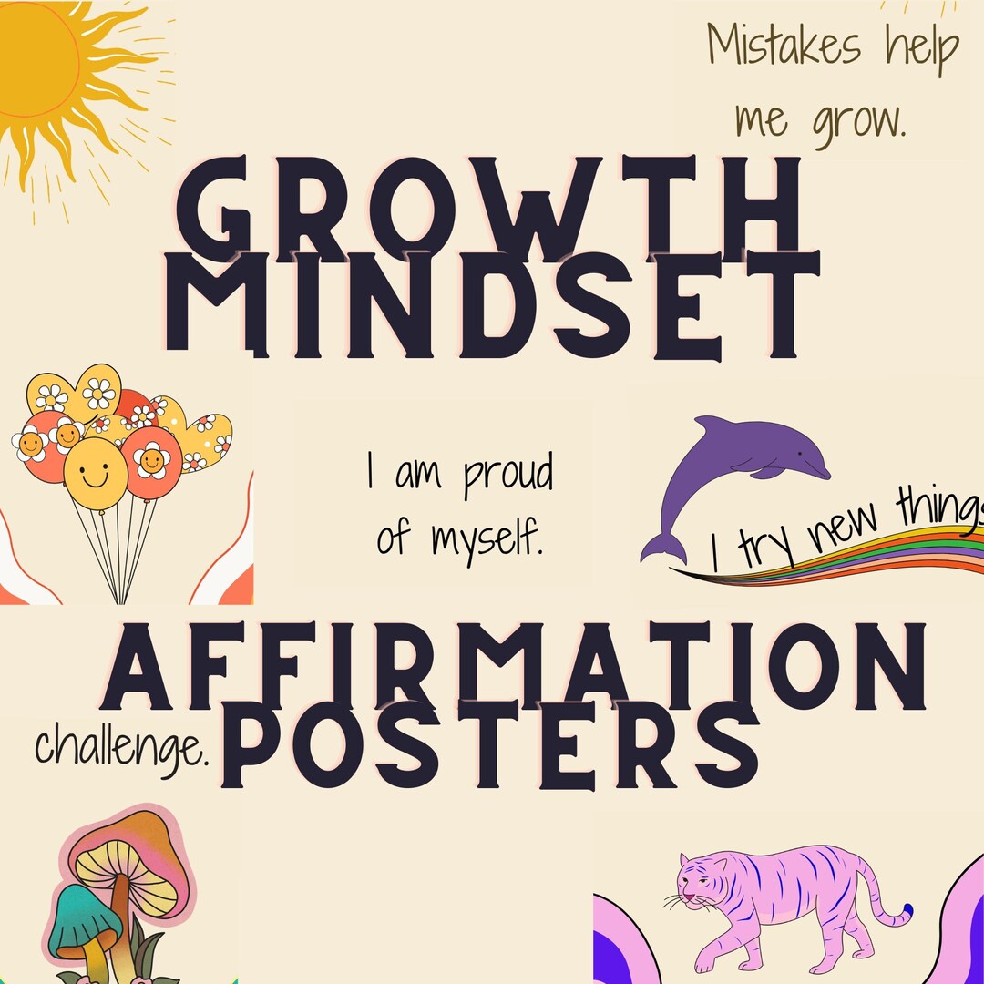 RETRO Growth Mindset Affirmation Posters - Etsy