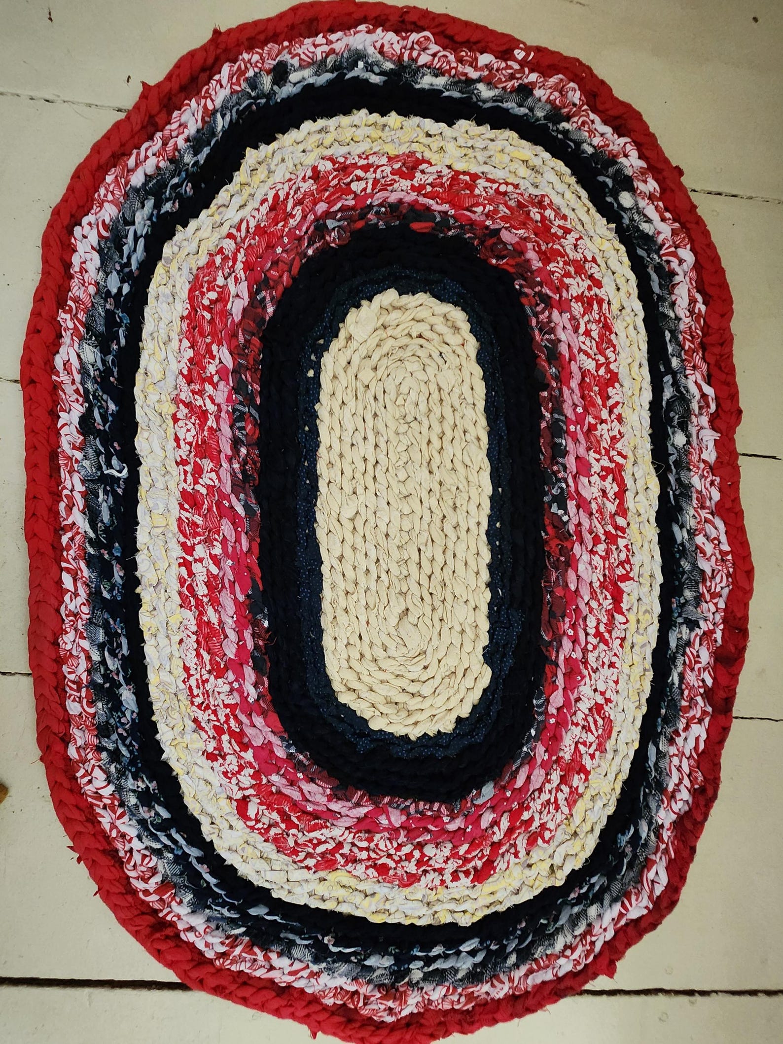 Crocheted Rag Rug, Small Oval Rug, Upcycled Handmade Rug - Etsy